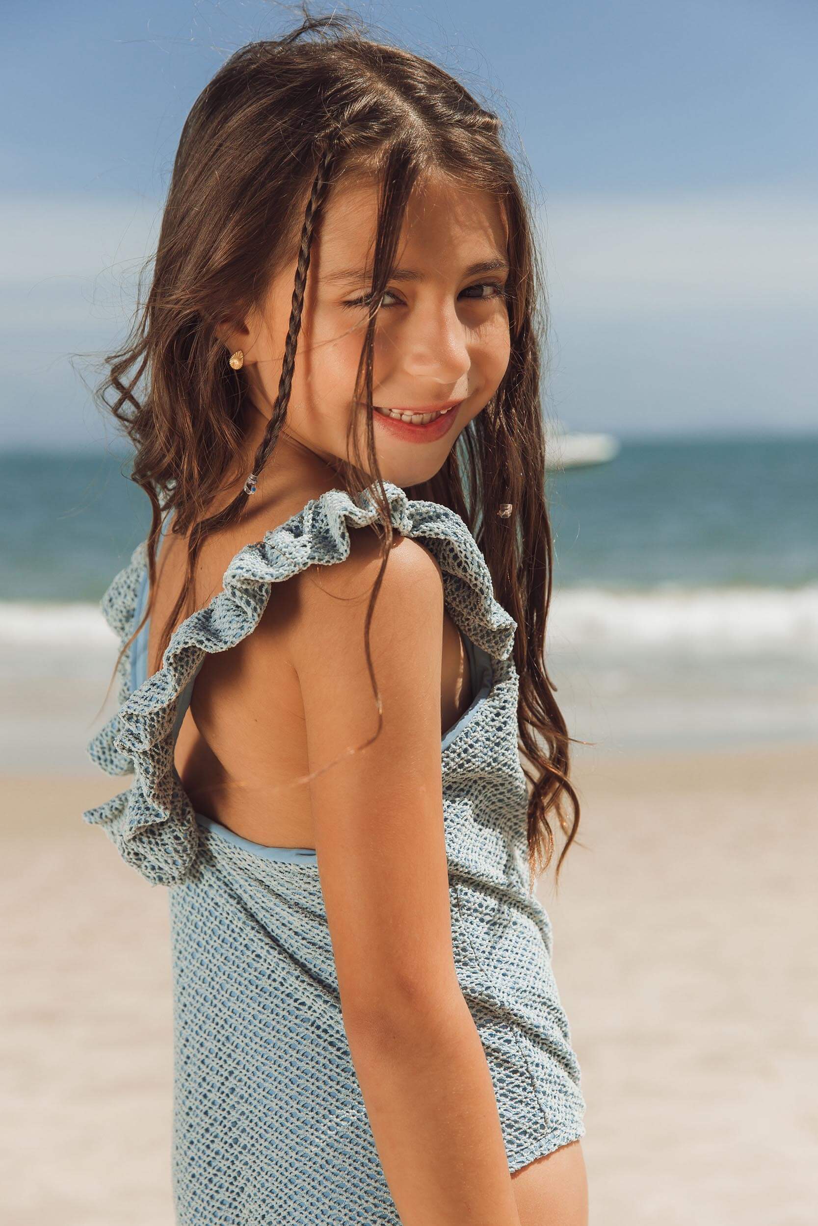 Maiô de Praia Infantil Renda Jeans | Lili Sampedro